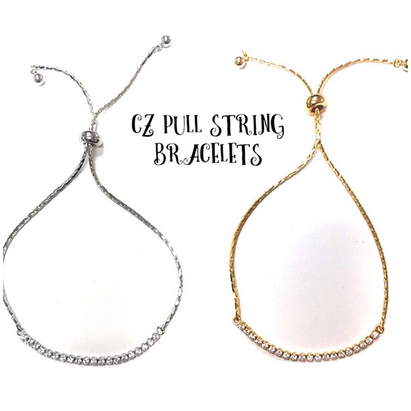 Jewelry | Cubic Zirconia Pull String 12 Tennis Bracelet In Gold Or ...